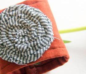 Orange Fabric Rosette Cuff Bracelet on Luulla