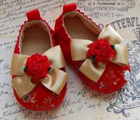 Mon Coeur-red Brocade Baby Shoes on Luulla