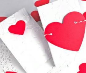 Coin Envelopes. 10 Set - Red Heart - Wedding Favor, Thank You Note ...