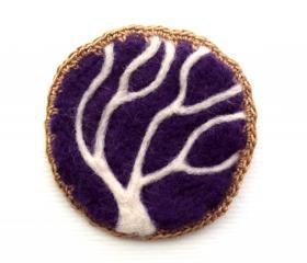 Felt Brooch, Purple Tree Pin, Needle Felted Woodland Badge, Made To ...