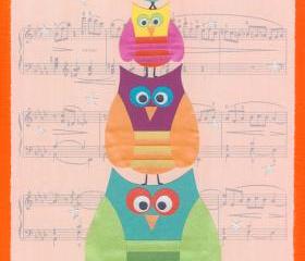 Owl Musical Statues - Art Print - 5 X 7 on Luulla