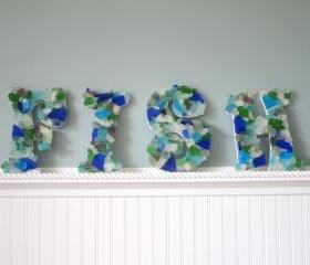 Wall Letters - Nautical Beach Decor Sea Glass Letters Spell Fish, Many ...