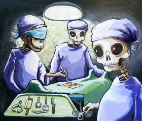 Skeleton Doctors In Surgery - Modern Medicine - Macabre Lowbrow Day Of ...