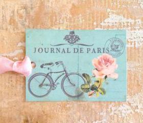 Paper Tag, Gift Tag, French, Paris, Bicycle, Vintage, Floral on Luulla