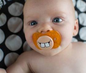 Cute Buck Teeth - Custom Hand Painted Pacifier Nuk Style Orange on Luulla