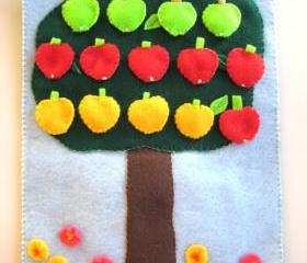 Quiet Book Math Book, Kindergarten Preschool Game, Apple Tree Felt Book ...