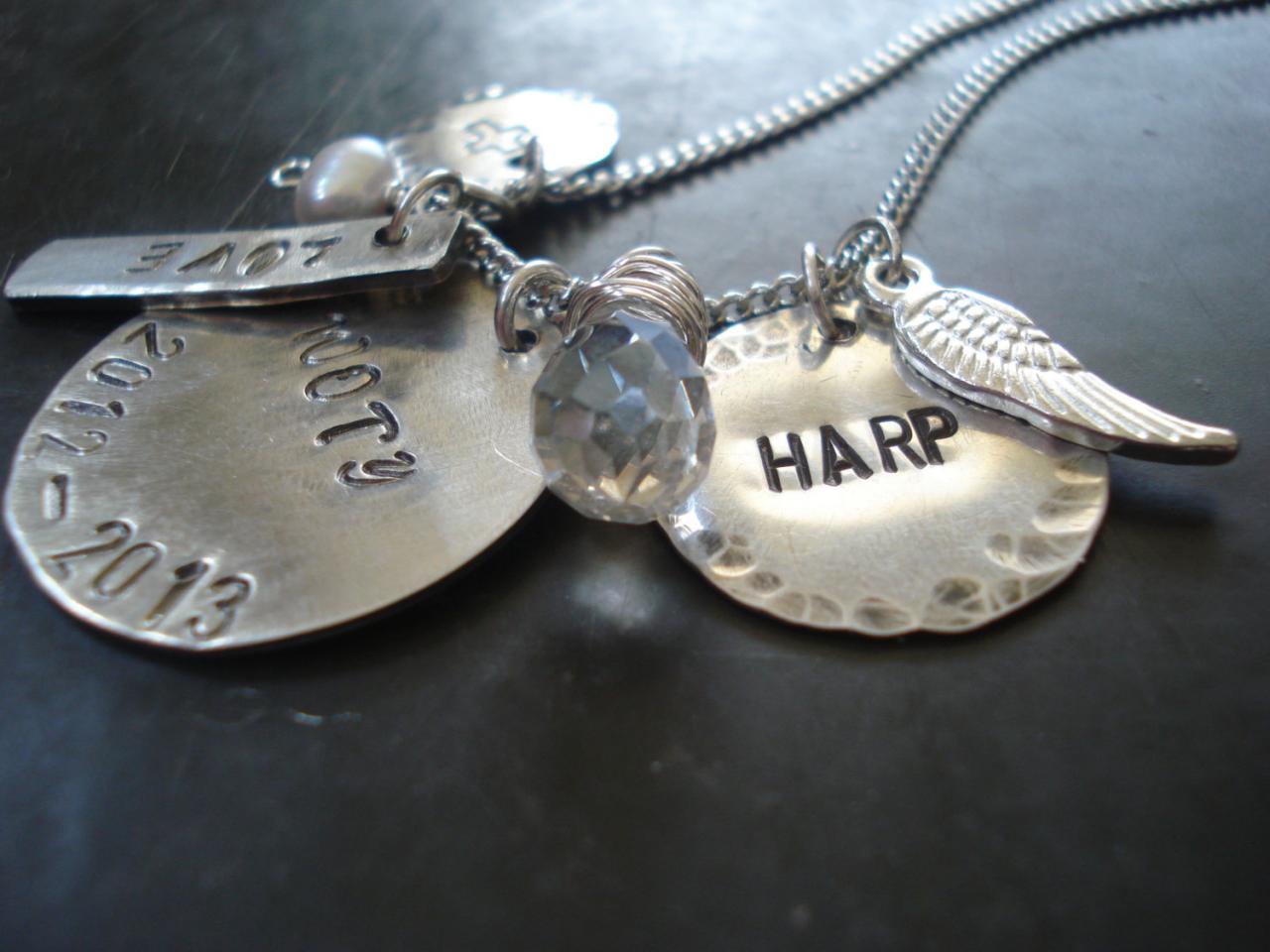 Hand Stamped Necklace- Personalized Necklace- Mothers Necklace- Hand ...