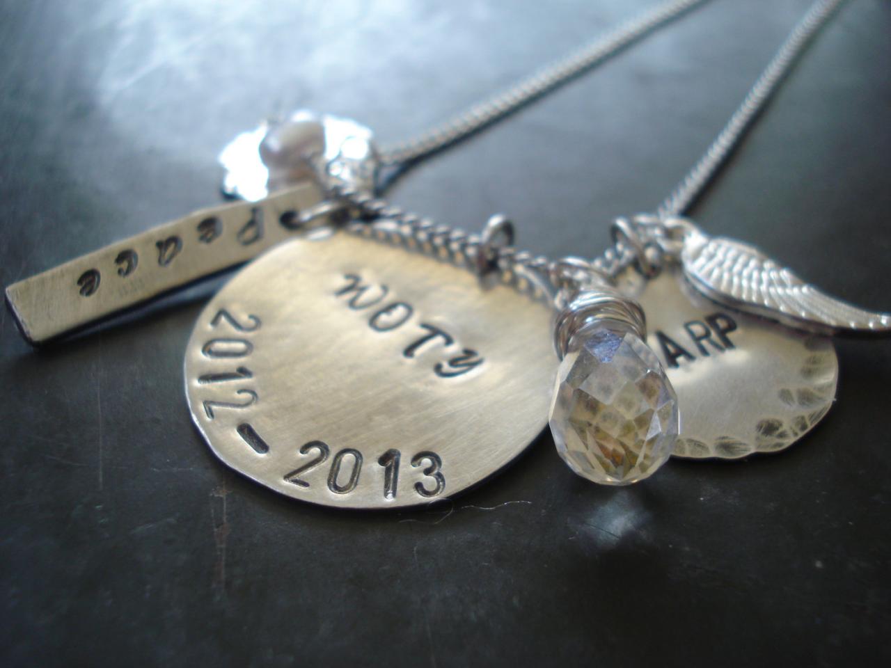 Hand Stamped Necklace- Personalized Necklace- Mothers Necklace- Hand ...