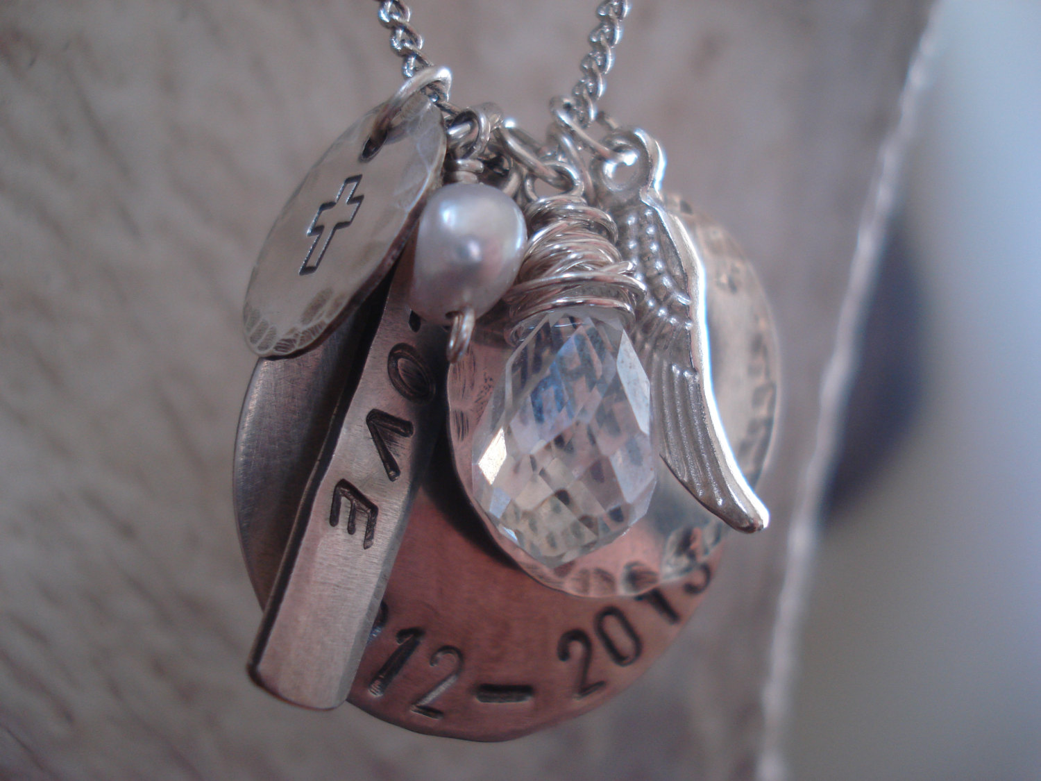 Hand Stamped Necklace- Personalized Necklace- Mothers Necklace- Hand ...